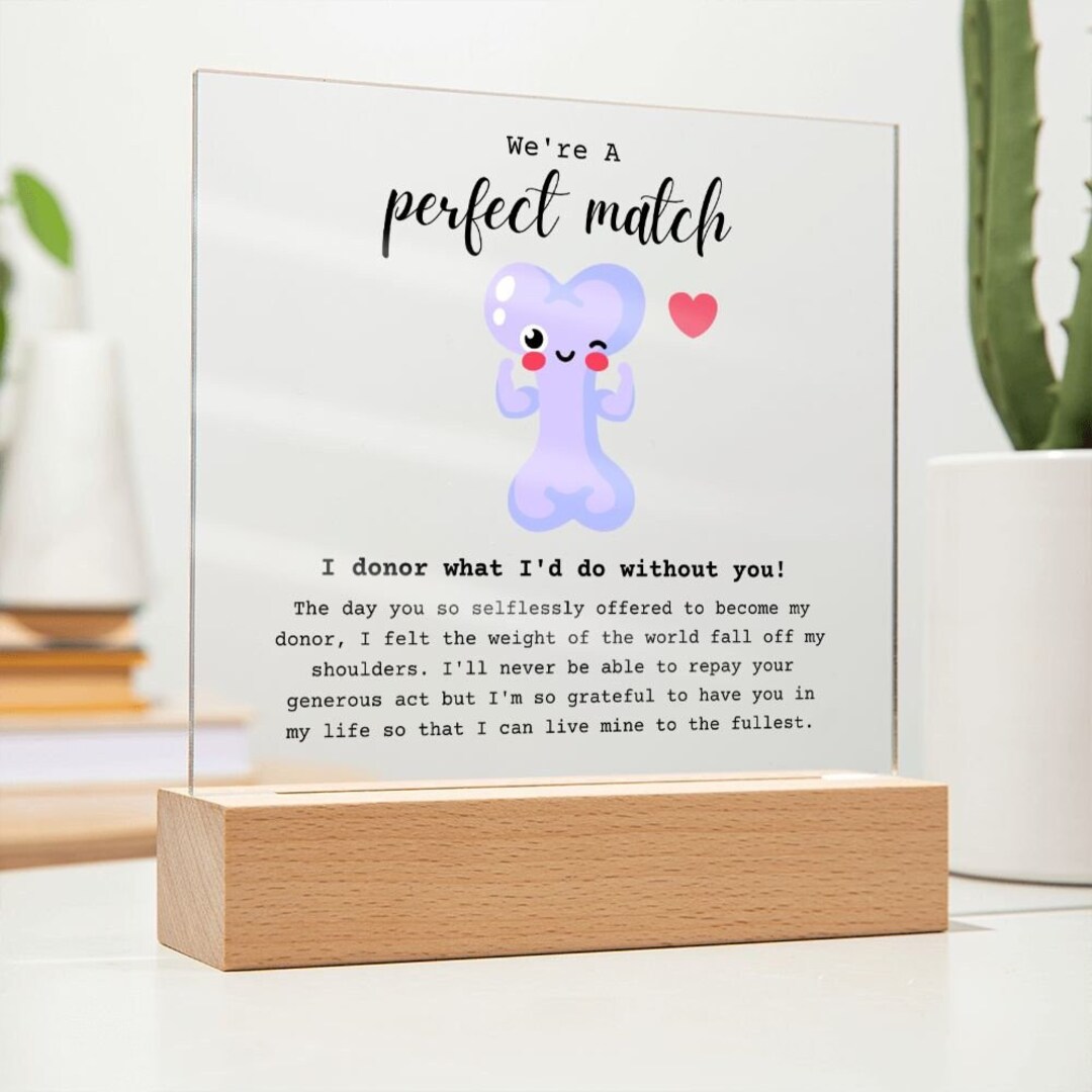 Bone Marrow Donor Acrylic LED Plaque, Transplant Anniversary Gift - Etsy