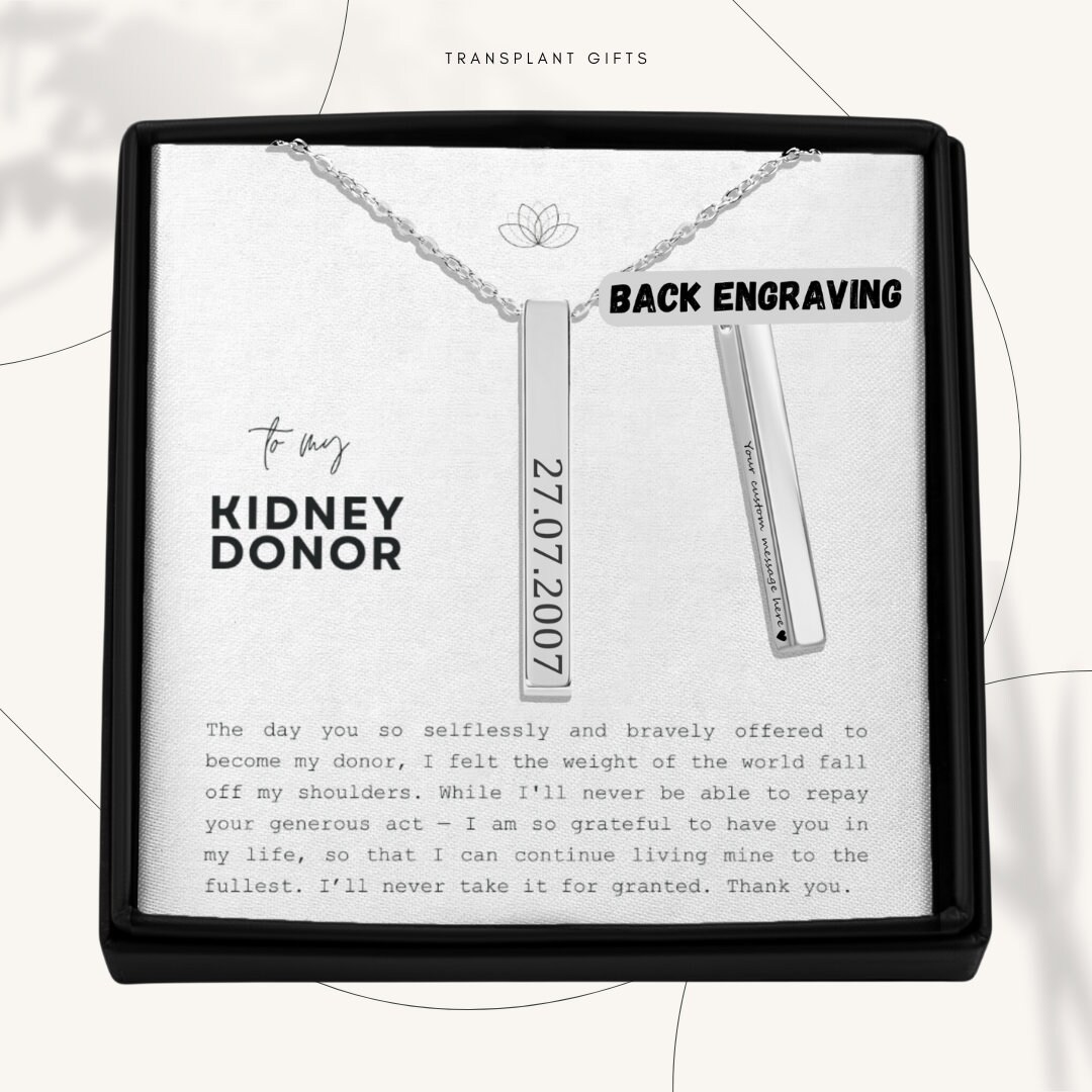 Personalized Kidney Donor Pendant Necklace, Laser-engraved Stainless ...