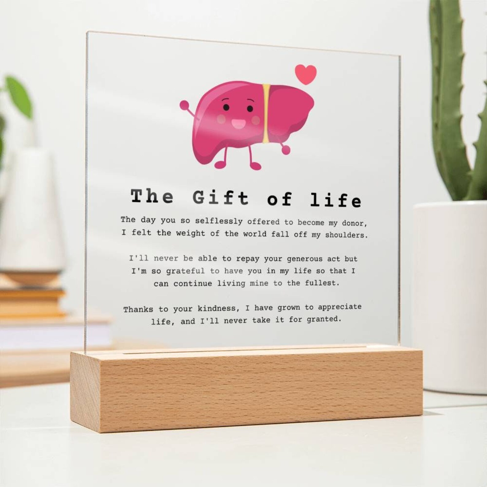 Liver Donor Gift of Life LED Acrylic Plaque, Liver Transplant ...