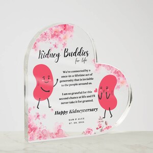 Kidney Buddy Acrylic Plaque, Transplant Anniversary Gift - Etsy