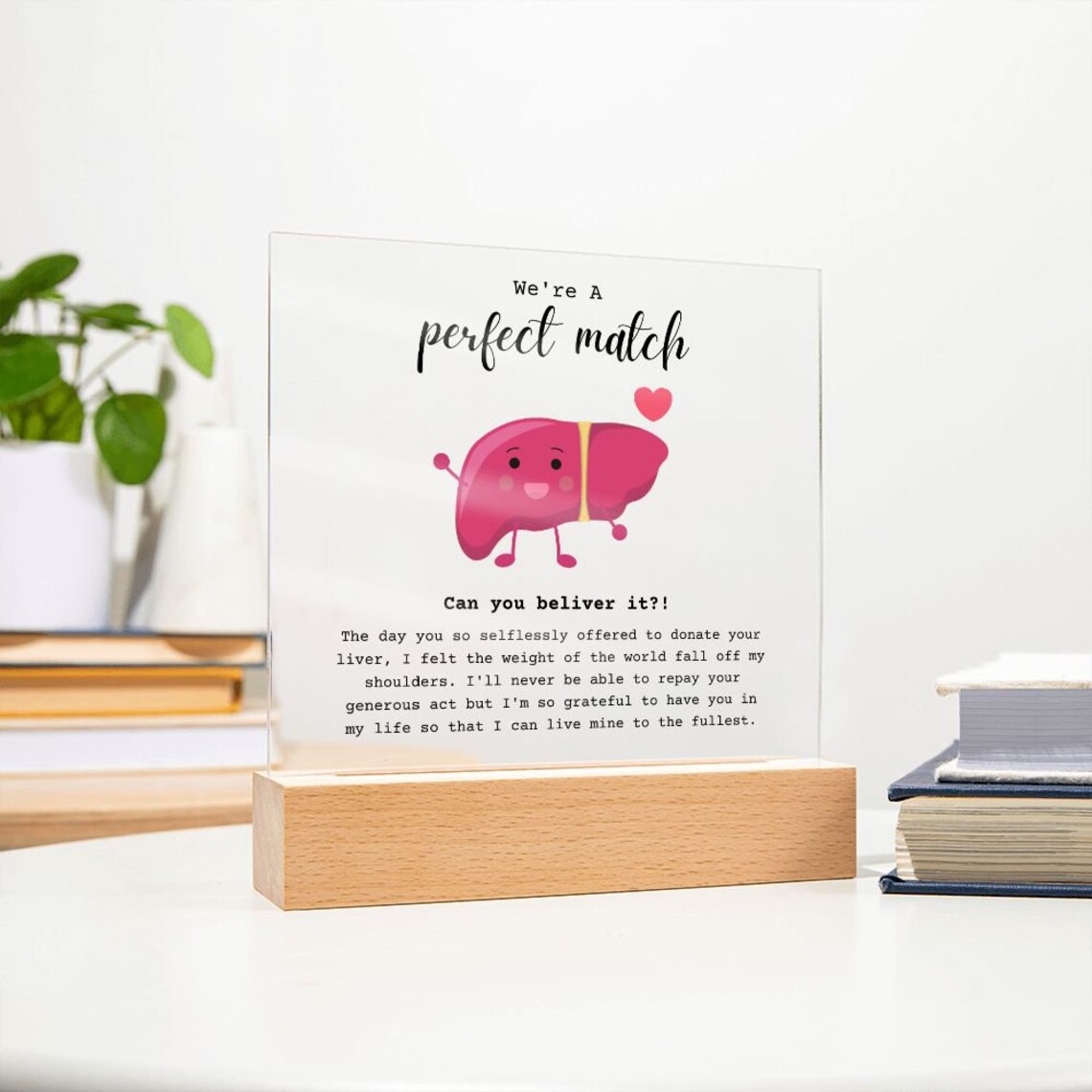 Liver Transplant Anniversary Gift Perfect Match LED Acrylic - Etsy