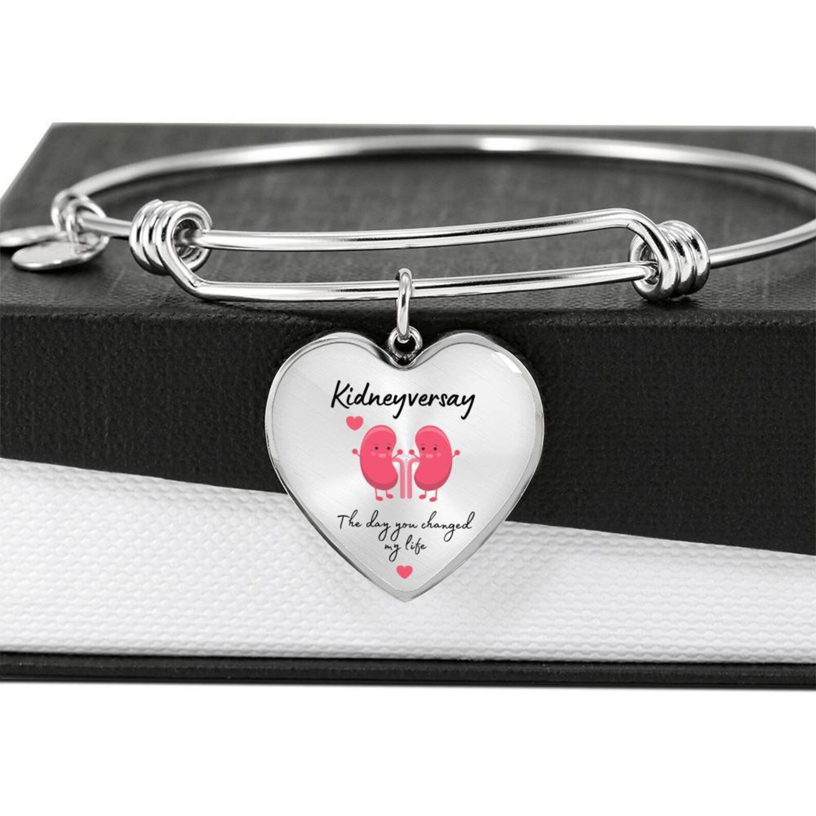 Engraved 'kidneyversary' Heart Pendant Bracelet, Kidney Donor Gift - Etsy