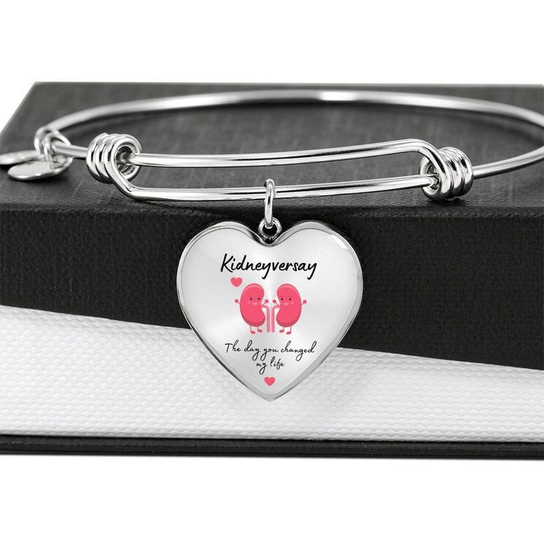 Engraved 'kidneyversary' Heart Pendant Bracelet, Kidney Donor Gift - Etsy