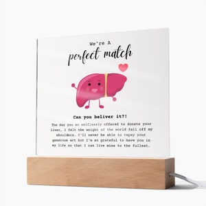 Liver Transplant Anniversary Gift, Perfect Match LED Acrylic Plaque ...