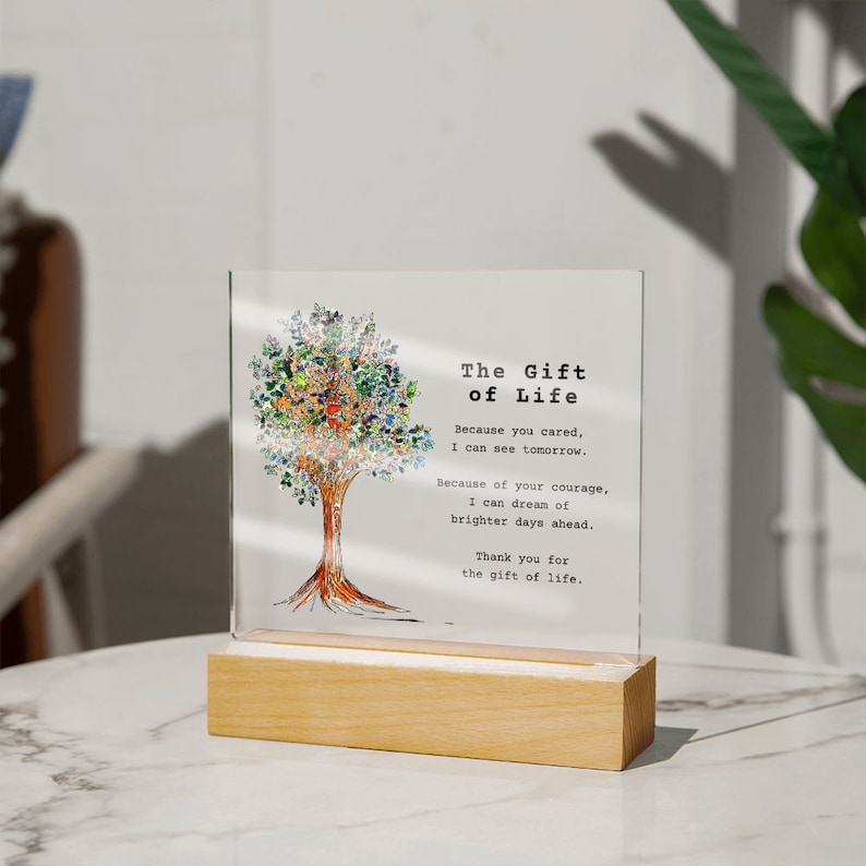 Gift of Life Acrylic Plaque, Transplant Anniversary LED Gift - Etsy