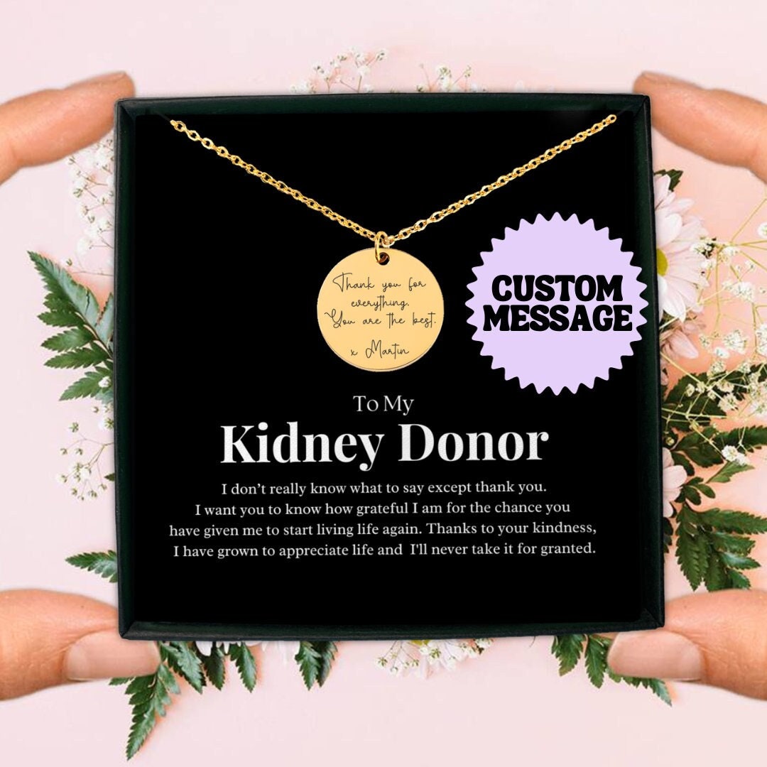 Custom Kidney Donor Pendant Necklace, Kidney Donot Gift, Kidney ...