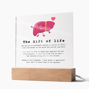 Liver Donor Gift of Life LED Acrylic Plaque, Liver Transplant ...