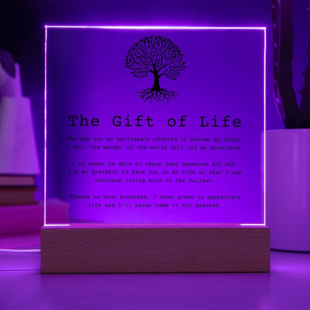 Gift of Life Acrylic Plaque, Transplant Anniversary LED Decor - Etsy
