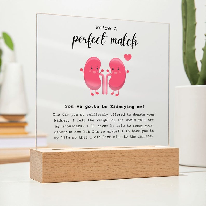 Kidney Donor LED Acrylic Plaque, Transplant Gift, Home Decor - Etsy