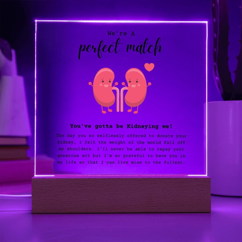 Kidney Donor LED Acrylic Plaque, Kidney Transplant Gift, Living Donor ...