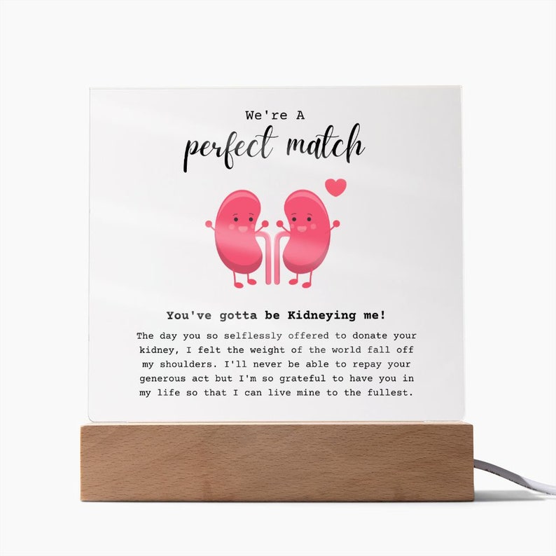 Kidney Donor LED Acrylic Plaque, Kidney Transplant Gift, Living Donor ...
