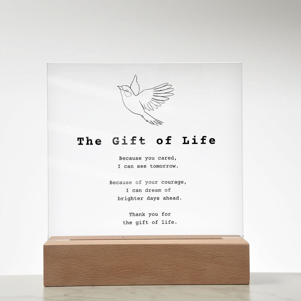 Gift of Life Acrylic Plaque, Transplant Anniversary Gift for Donor ...