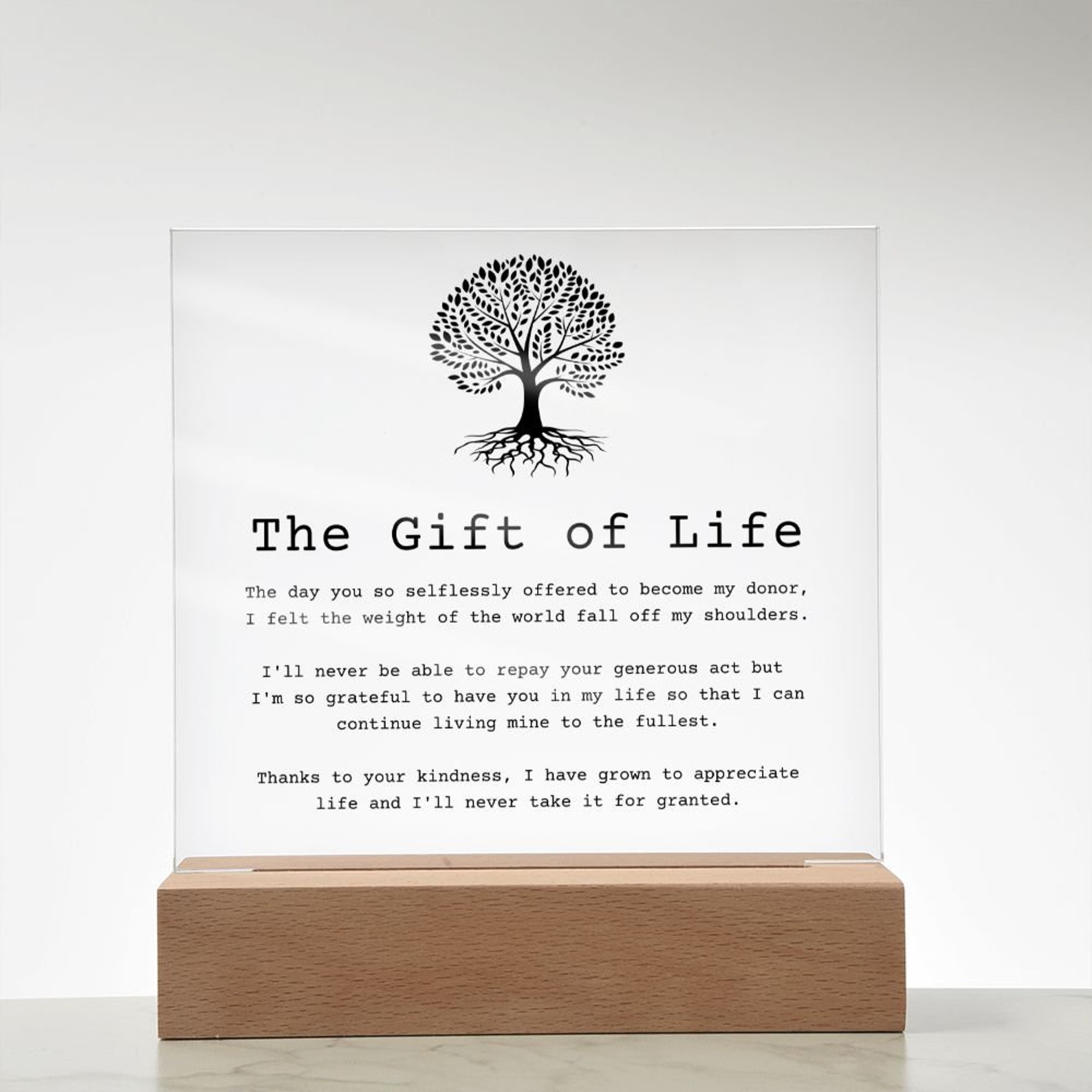Gift of Life Acrylic Plaque, Transplant Anniversary, LED Home Decor - Etsy