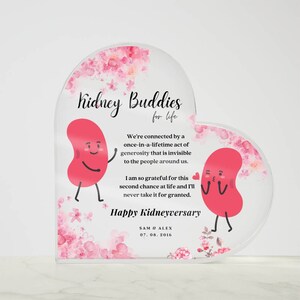 Kidney Buddy Acrylic Plaque, Transplant Anniversary Gift - Etsy
