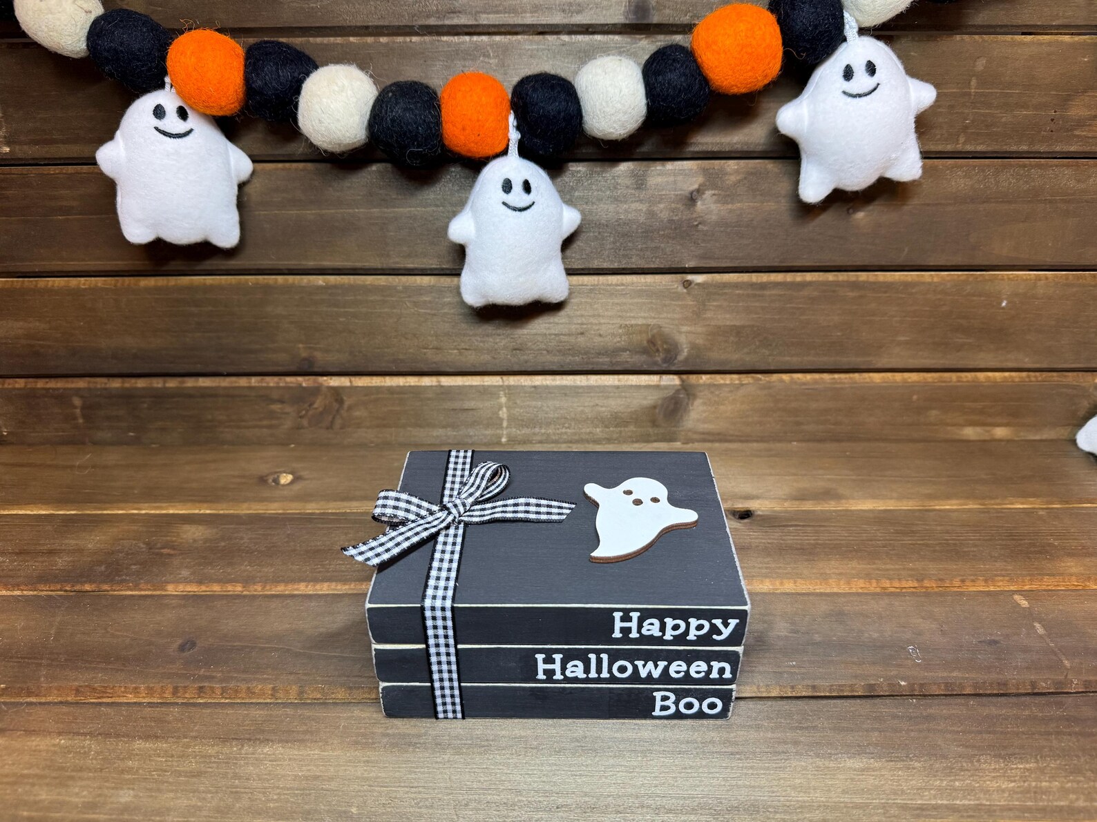 Halloween Mini Book Stack, Halloween Book Stack, Ghost Decor, Halloween ...