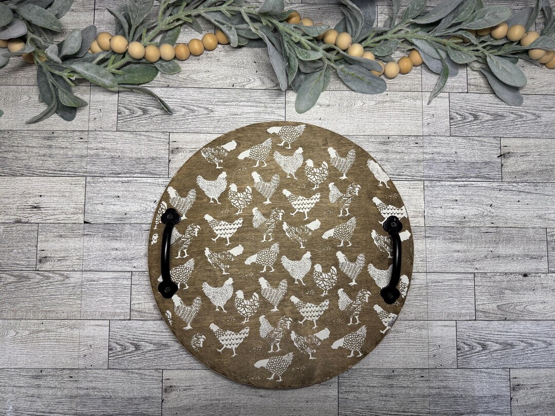 Farmhouse Tray, Farmhouse Chicken Tray, Rustic Decorative Tray, Chicken ...