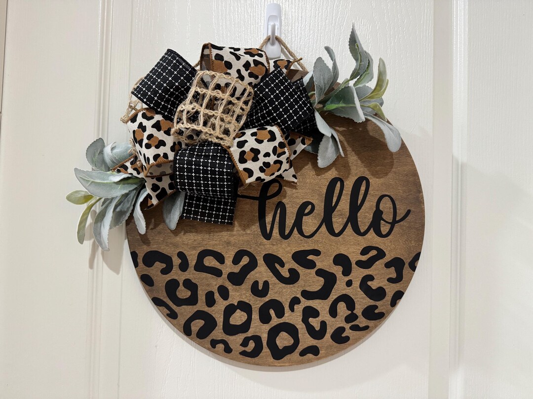 Hello Door Hanger: Leopard Print Welcome Sign - Etsy