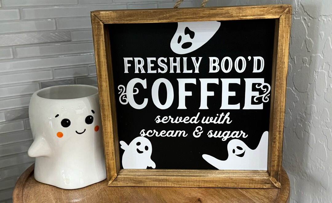 Halloween Ghost Sign, Ghost Sign, Halloween Coffee Bar Decor, Halloween ...