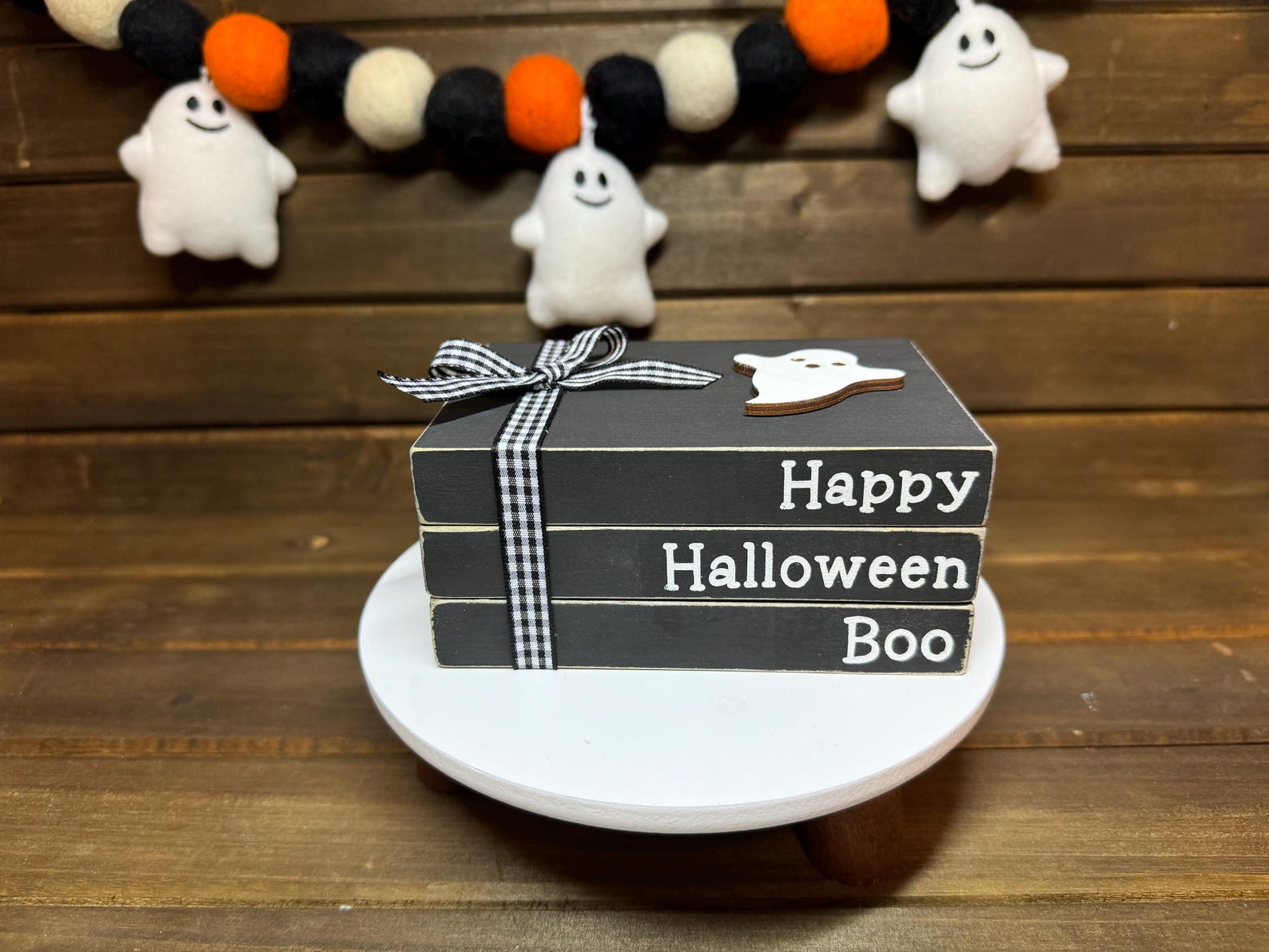 Halloween Mini Book Stack, Halloween Book Stack, Ghost Decor, Halloween ...