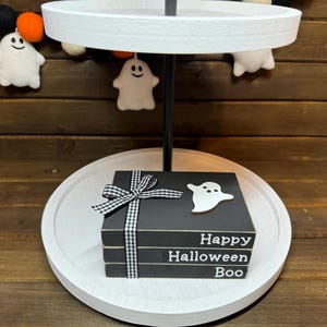 Halloween Mini Book Stack, Halloween Book Stack, Ghost Decor, Halloween ...