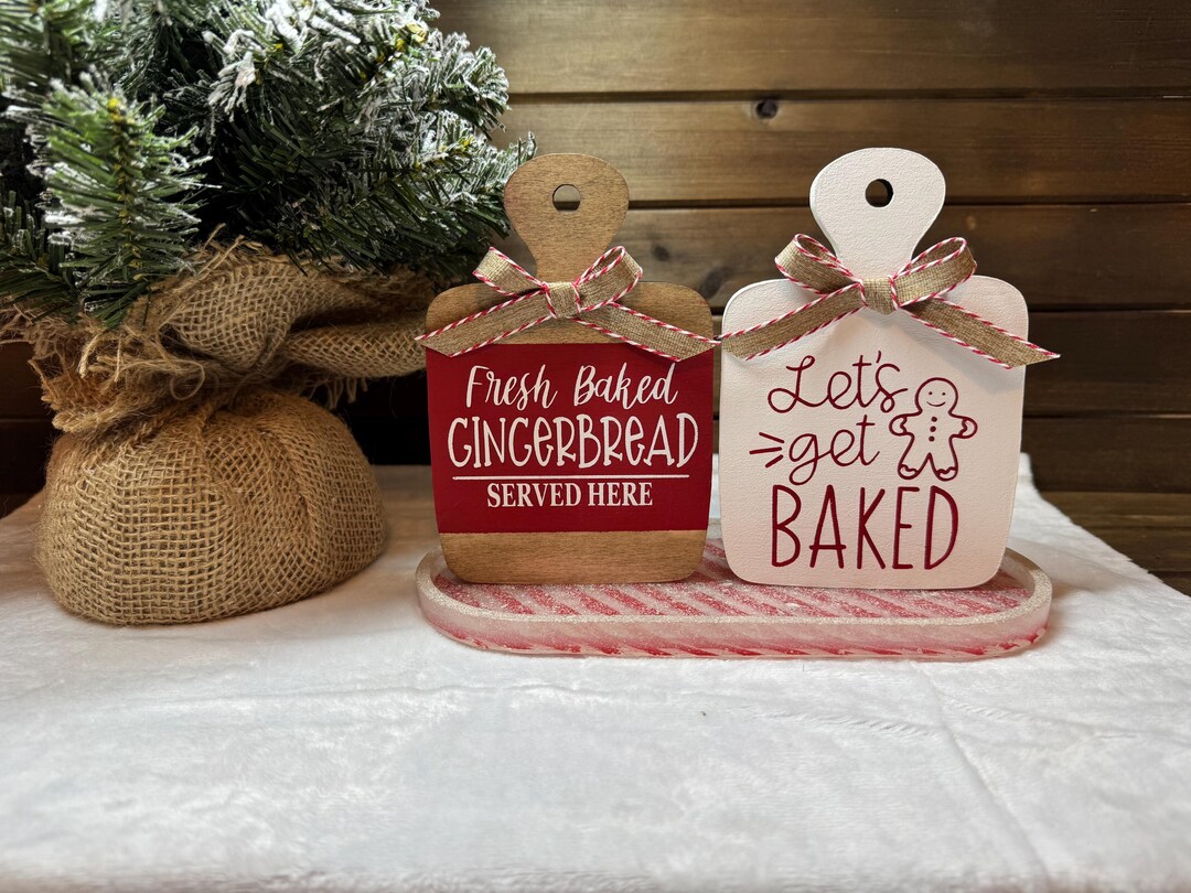 Gingerbread Decor, Mini Cutting Board, Gingerbread Tiered Tray Decor ...