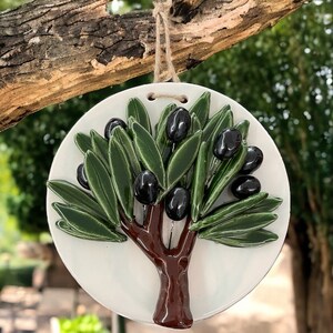 Handmade Ceramic Wall Hanging, Olive Tree Design, Kitchen Wall Art ...
