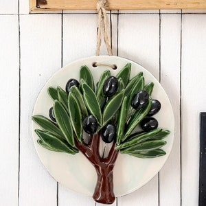 Handmade Ceramic Wall Hanging, Olive Tree Design, Kitchen Wall Art ...
