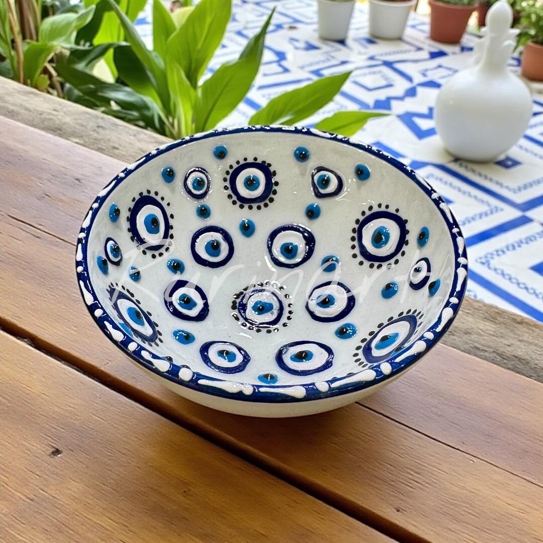 Handmade Ceramic Evil Eye Bowl: Mediterranean Kitchen Decor - Etsy UK