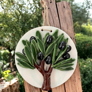 Handmade Ceramic Wall Hanging, Olive Tree Design, Kitchen Wall Art ...