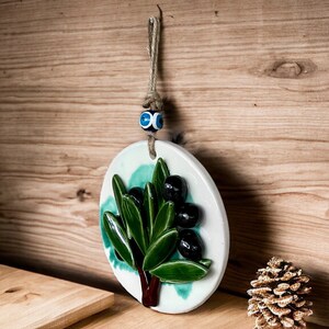 Handmade Ceramic Wall Hanging, Olive Tree Design, Kitchen Wall Art ...