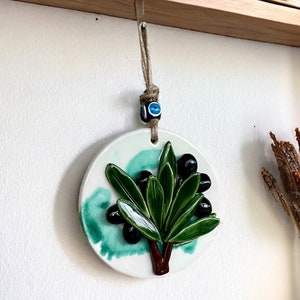 Handmade Ceramic Wall Hanging, Olive Tree Design, Kitchen Wall Art ...