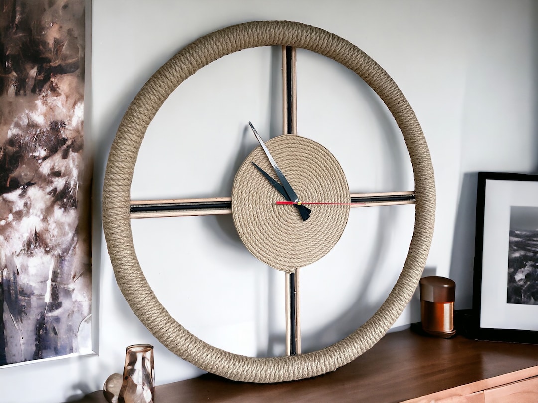 Wall Clock, Boho Wall Clock, Wicker Wall Clock, Wall Clock Art, Stylish ...