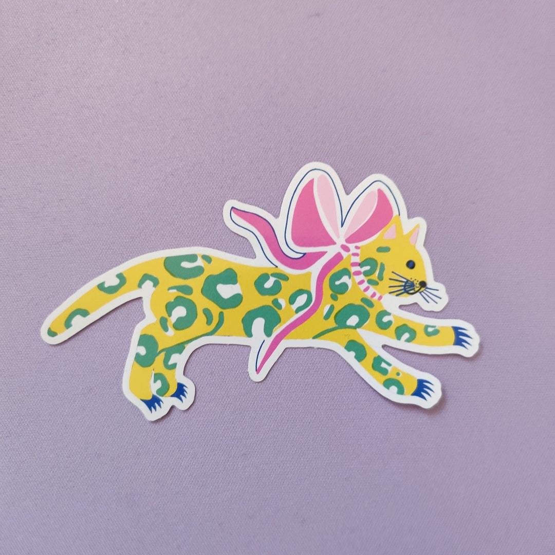 Bengal Cat With a Bow Vinyl Sticker, Glossy Finish - Etsy