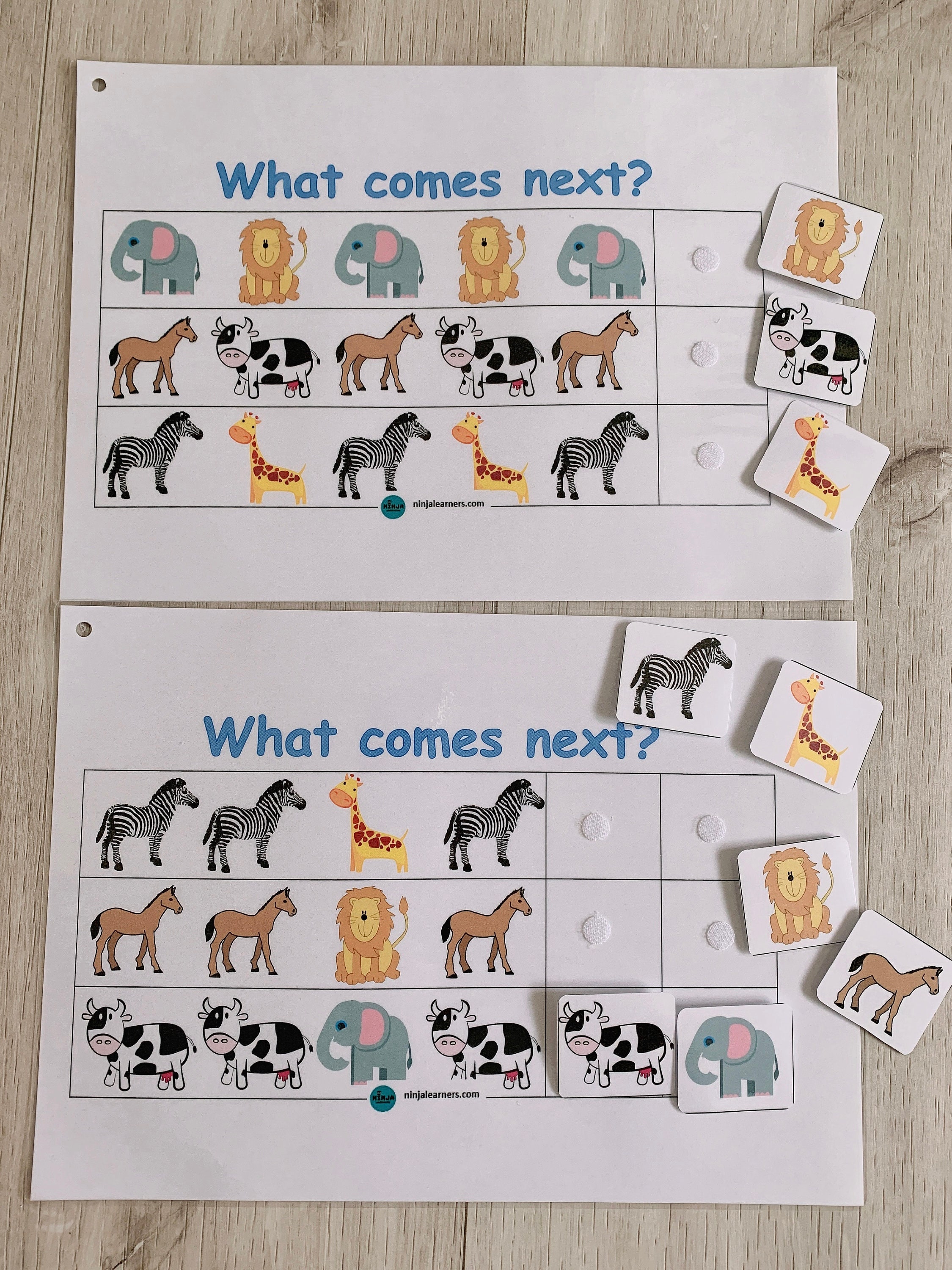 Preschool Patterns & Sequence Activity, Animals Matching Game ...
