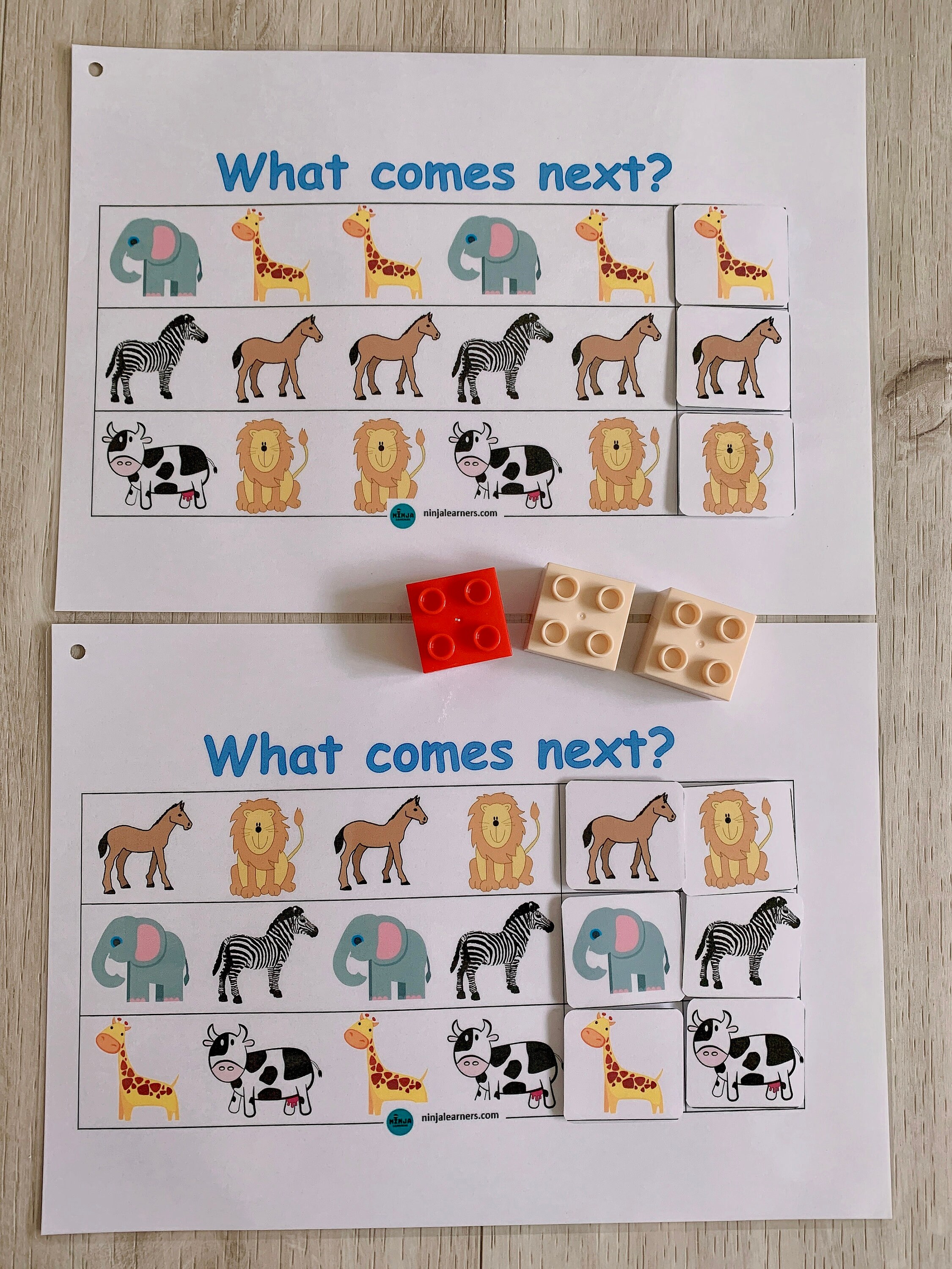 Preschool Patterns & Sequence Activity, Animals Matching Game ...