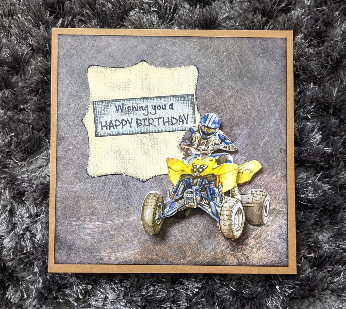 Handmade Happy Birthday Quad Bike Card | Etsy