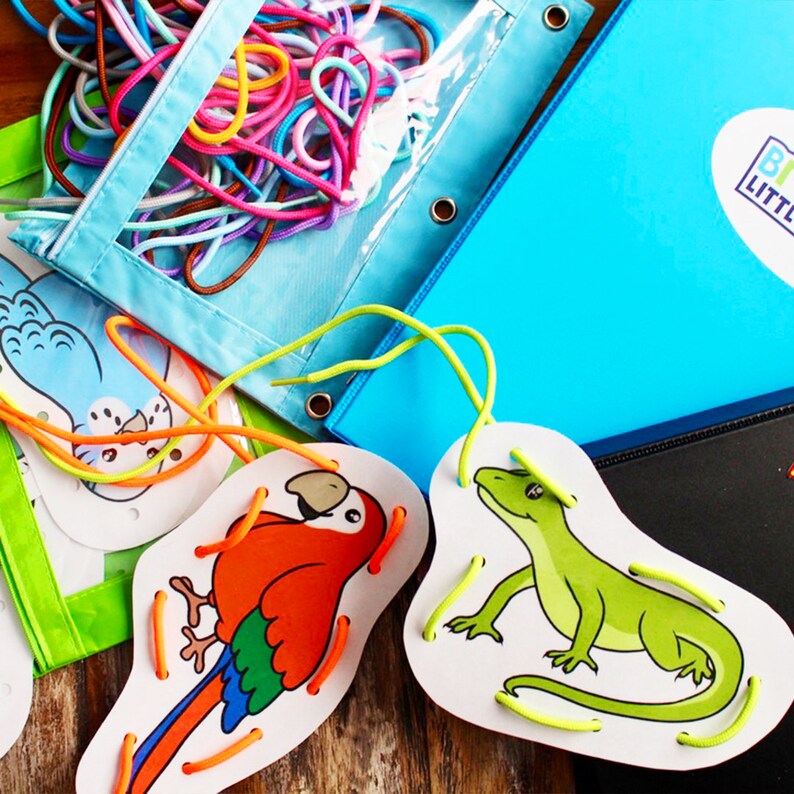 Animal Lacing Cards, Sewing Cards, Threading Cards, Fine Motor Activity ...