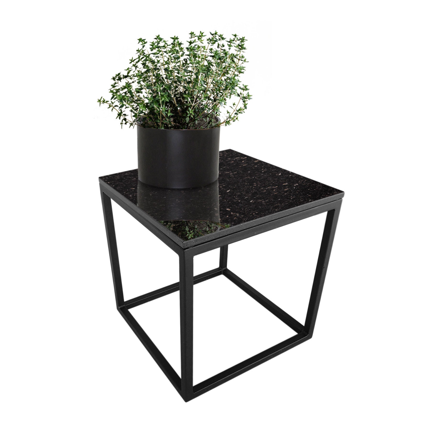 Indoor Plant Stand, Natural Granite and Metal Plant Stand, Minimalist ...