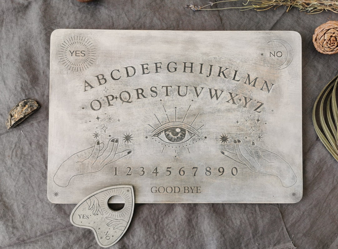 Wooden Ouija Board Planchette Set With All Seeing Eye, Occult Practice ...