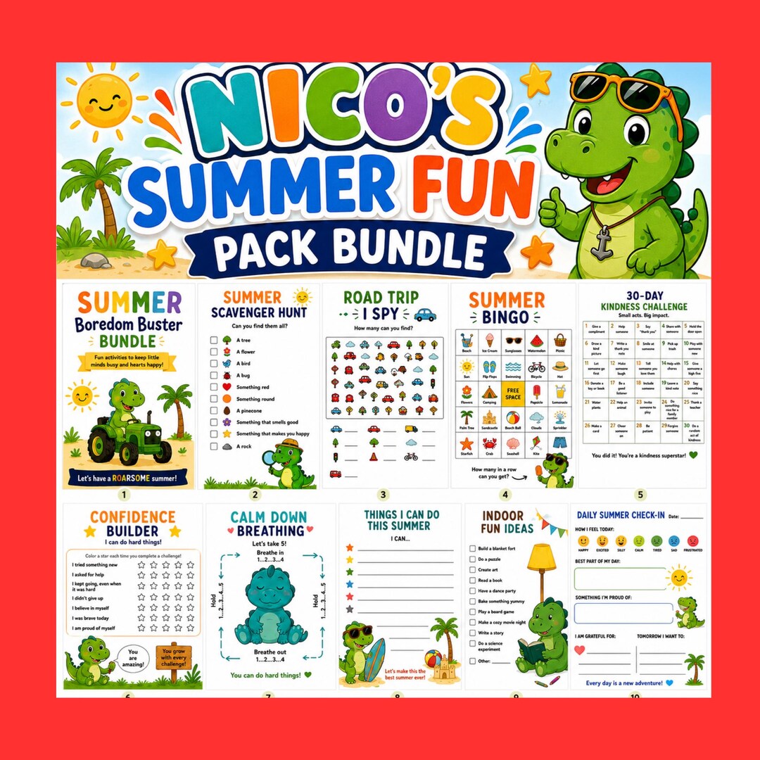 Nico’s Summer Fun Pack Bundle | Kids Summer Activities - Etsy
