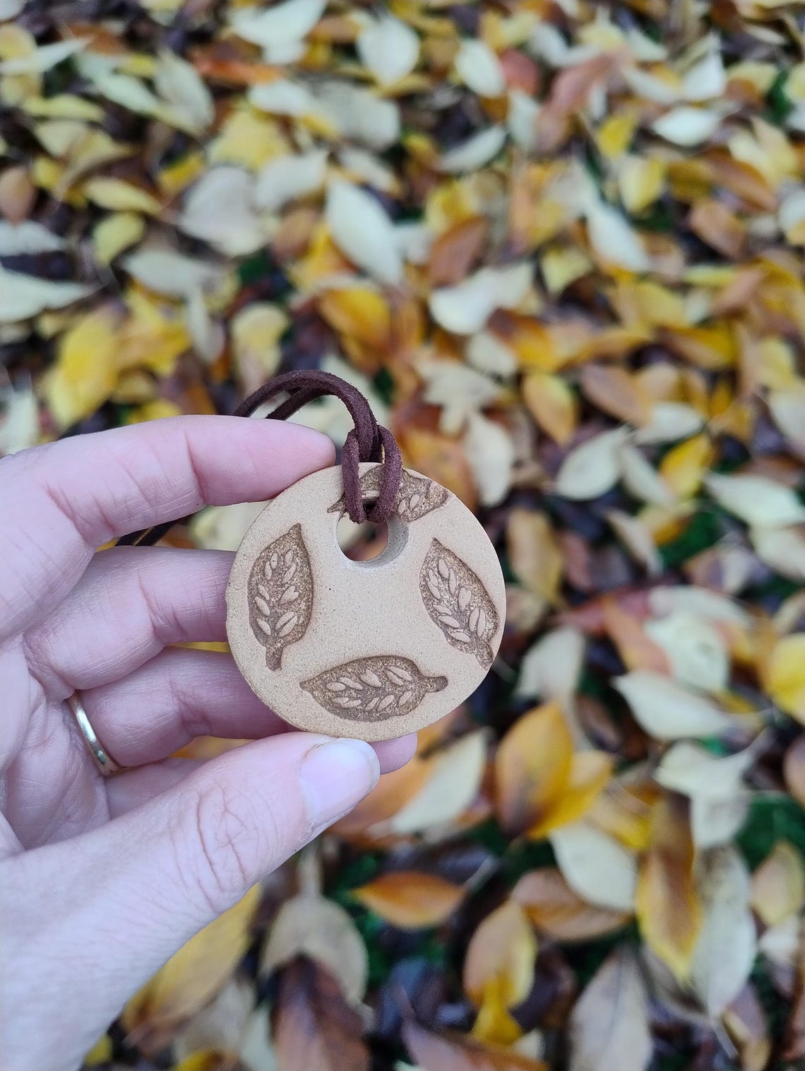 Ceramic Leaf Pendant, Handcrafted Natural Necklace - Etsy UK