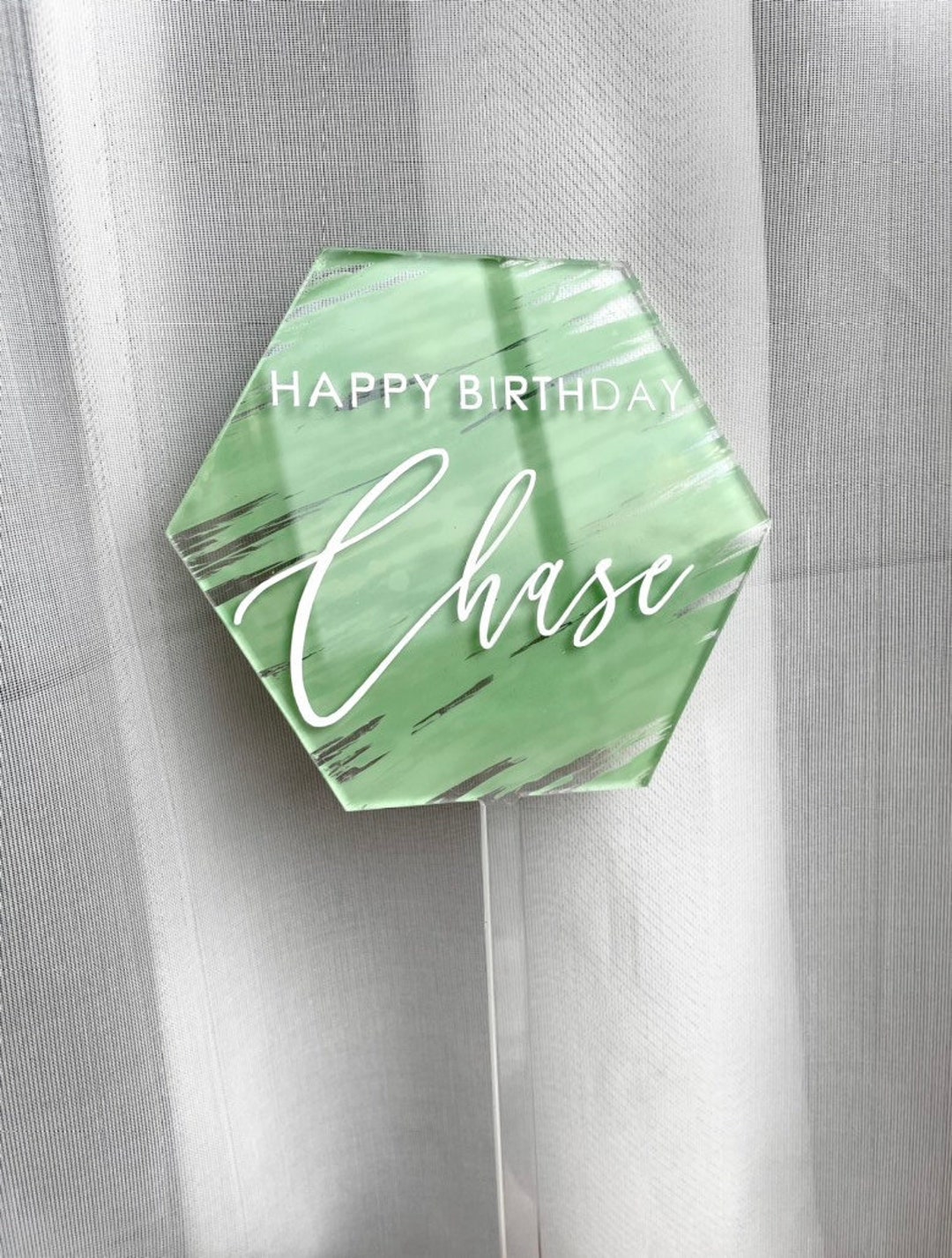 Brushstroke Hexagon Cake Topper Birthdays Weddings - Etsy