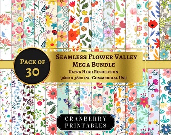 Flowers Digital Paper, Flowers Seamless Pattern, Floral Prints, Flowers ...