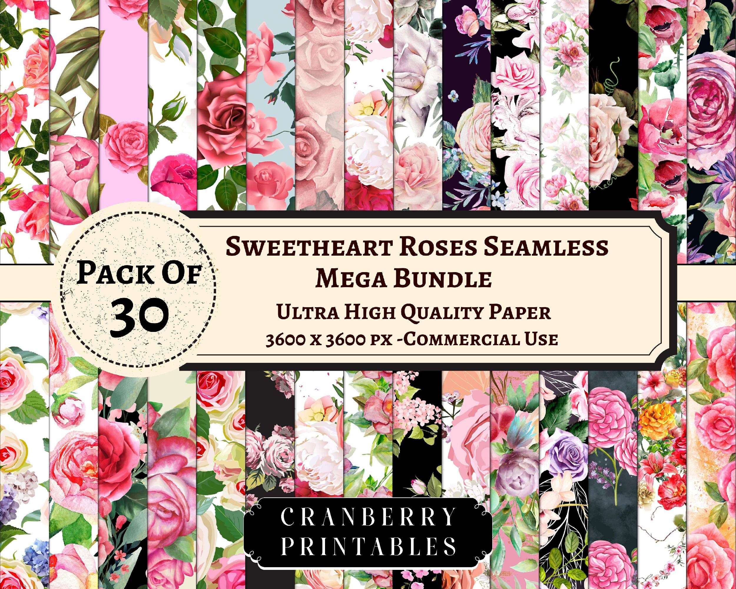 30 Vintage Pink Roses Digital Paper Seamless Rose Patterns - Etsy