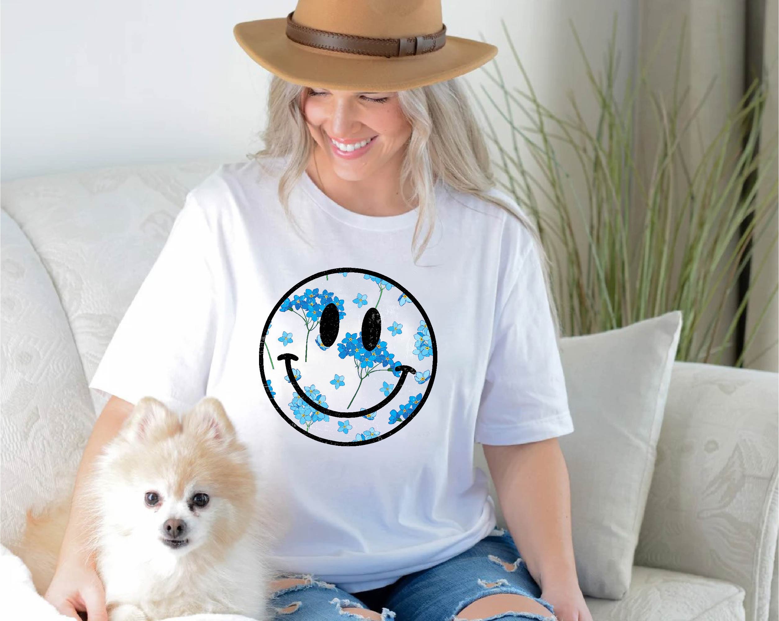 Distressed Smiley Face PNG Boho Smiley Face Png Floral Png - Etsy