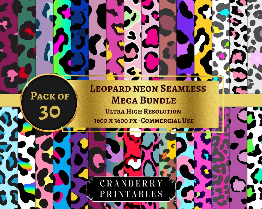 30 Neon Leopard Digital Paper Pack Neon Color Cheetah Print Digital ...