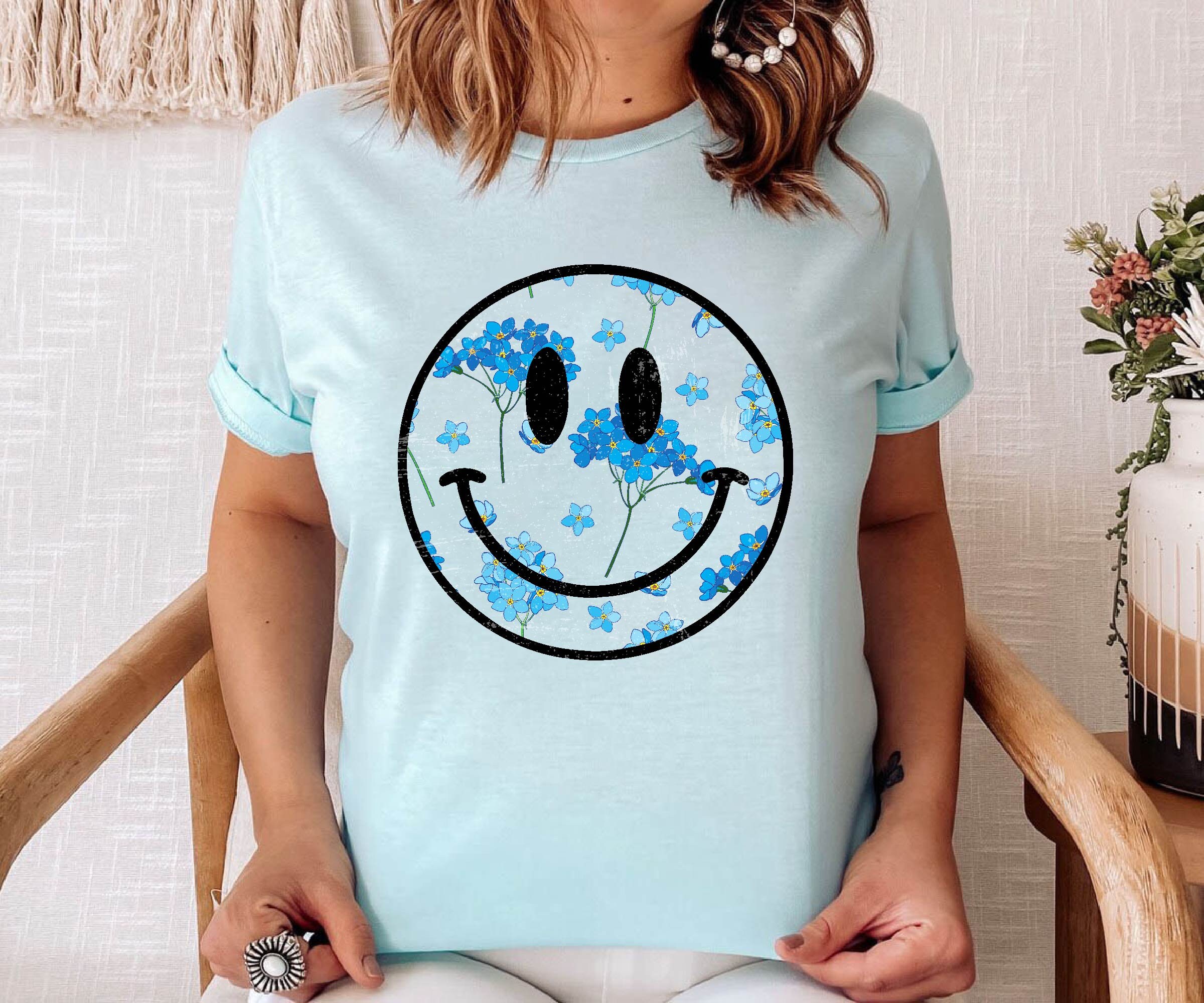 Distressed Smiley Face PNG Boho Smiley Face Png Floral Png - Etsy