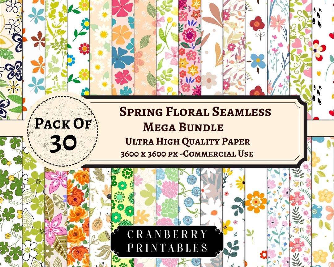 Flowers Digital Paper Flowers Seamless Pattern Floral - Etsy