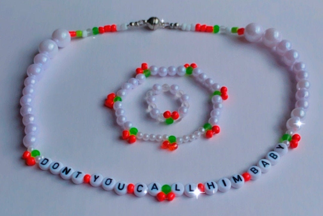 Set: Cherry Beaded Set Cherry Ring Necklace Bracelet Dont You Call Him ...