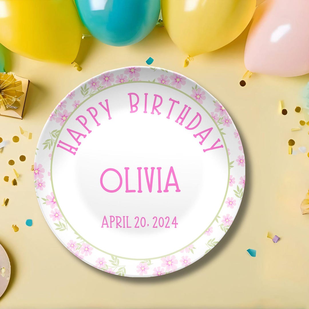 Personalized Pink Daisy Name Plate – Custom Floral Plate With Optional ...